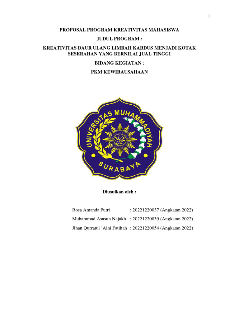 1835-Proposal PKM-K - Rosa Amanda Putri | PDF