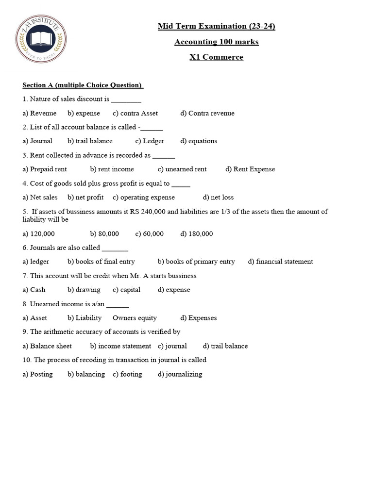 accounting paper | PDF | Debits And Credits | Financial Accounting