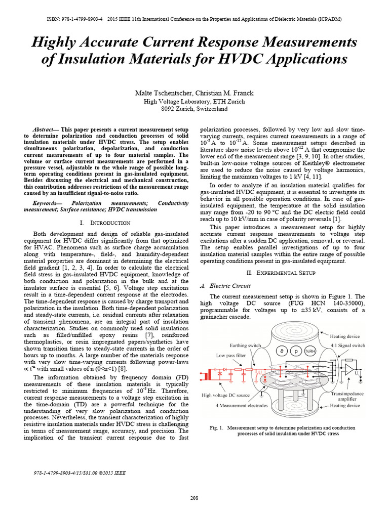 Highly Accurate Current Response Measurements of Insulation Materials For HVDC Applications ...
