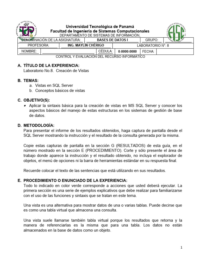 Creación y Uso de Vistas SQL | PDF | Servidor SQL de Microsoft | SQL