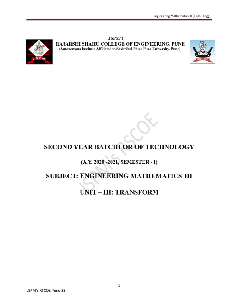 Notesunit Iiifourier Transform3eebcf5deb60c134a80f96182280edd1 Pdf 5624