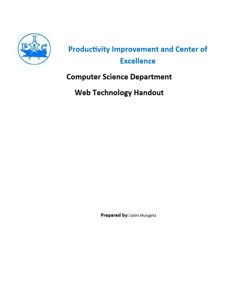 Web Technology Handout | Download Free PDF | Html | World Wide Web