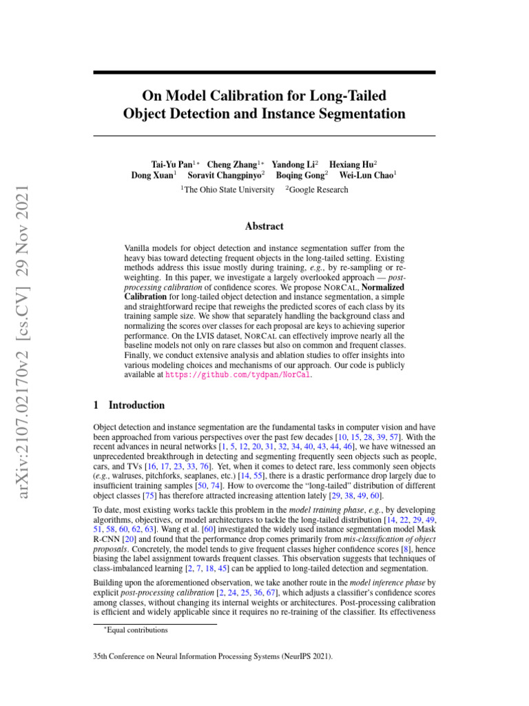 On Model Calibration For Long Tailed Object Detection And Instance