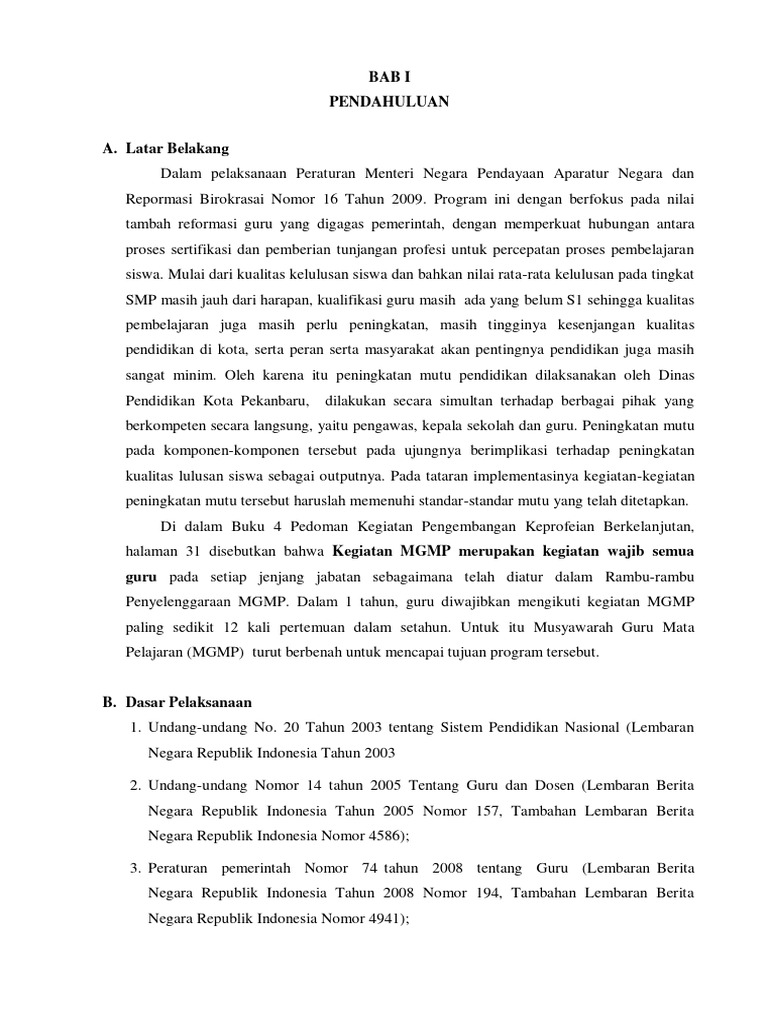 contoh Laporan Kegiatan MGMP | PDF