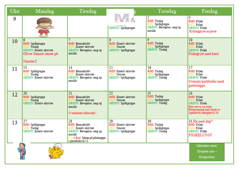 Månedsplan Mars | PDF