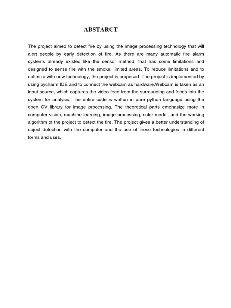 Computer Vision Based Early Fire Detection Using Machine Learning Pdf