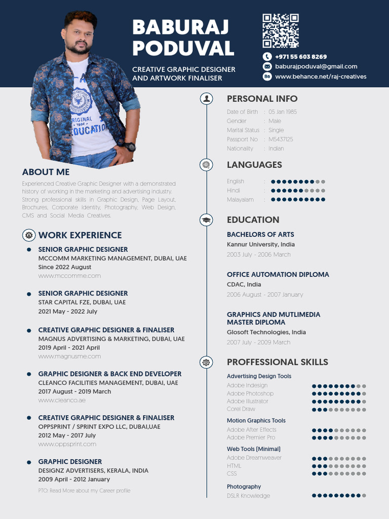 Baburaj Poduval - Graphic Designer CV | PDF | Graphic Design | Advertising
