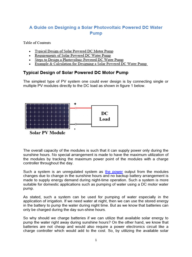 Designing Solar DC Water Pumps | PDF | Photovoltaics | Solar Power