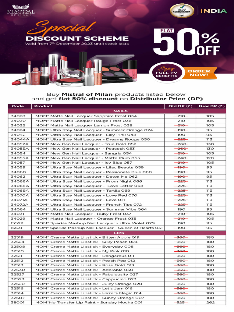 MOM Special 50% Discount Offer List | PDF | Human Appearance | Beauty