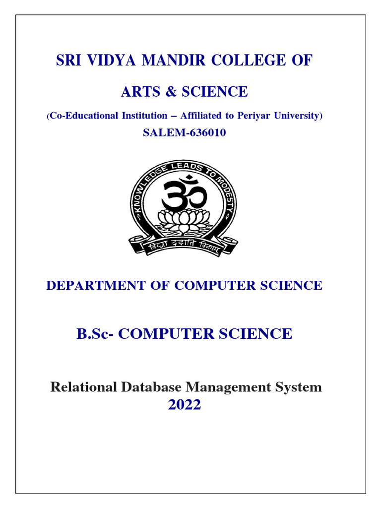 Cs Rdbms Pdf Relational Database Information Science 