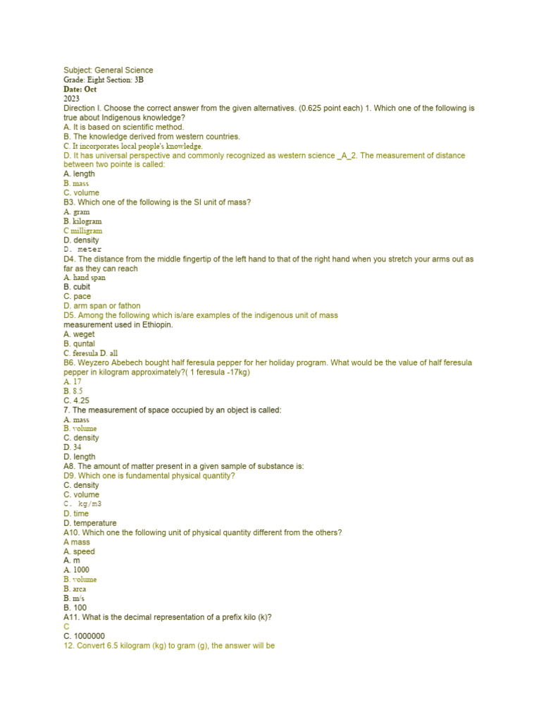 Gs | PDF | Kilogram | Measurement