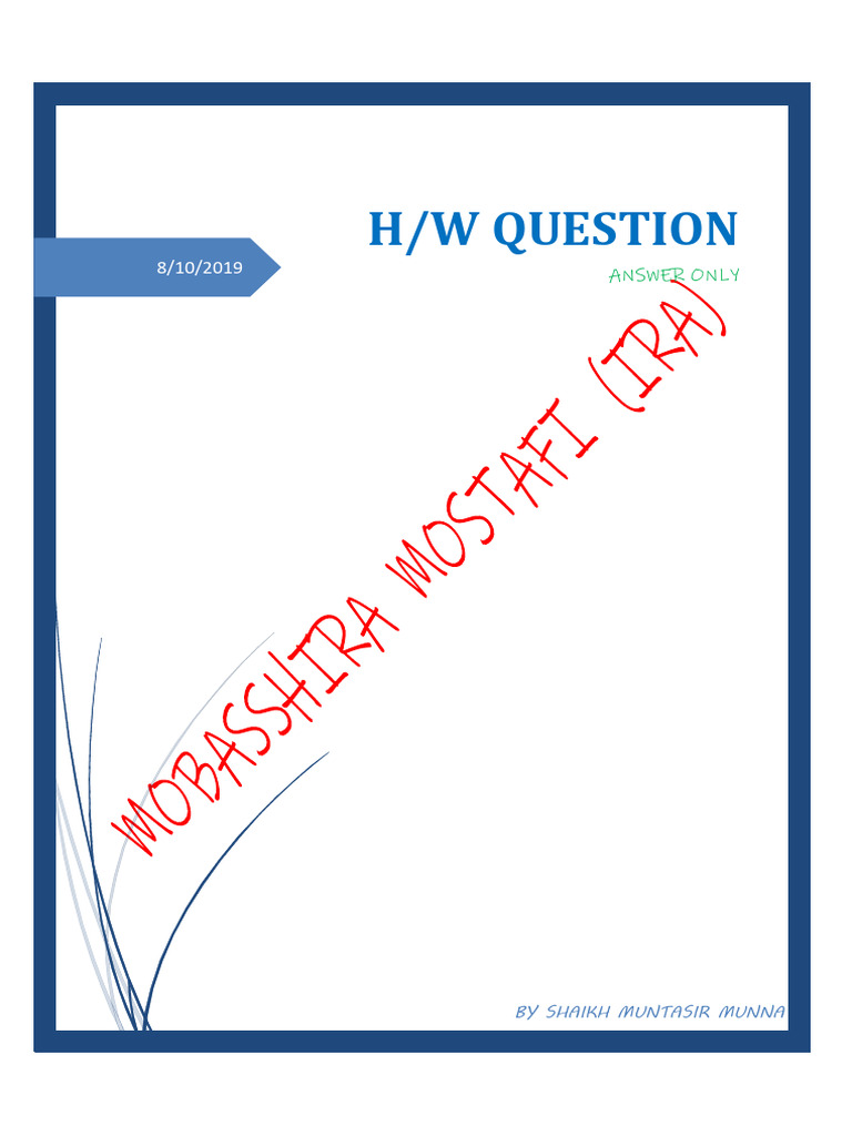H/W Question: Answer Only | PDF