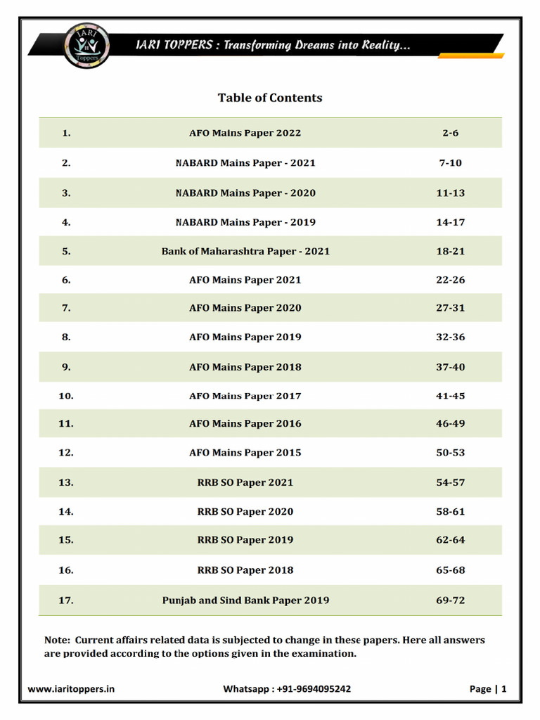 OLD Papers by IARI Toppers | PDF