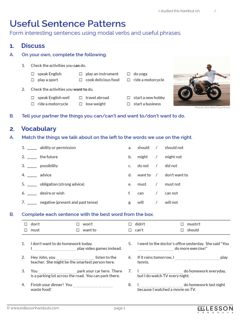 Useful Sentence Patterns | PDF | Verb | Semantic Units