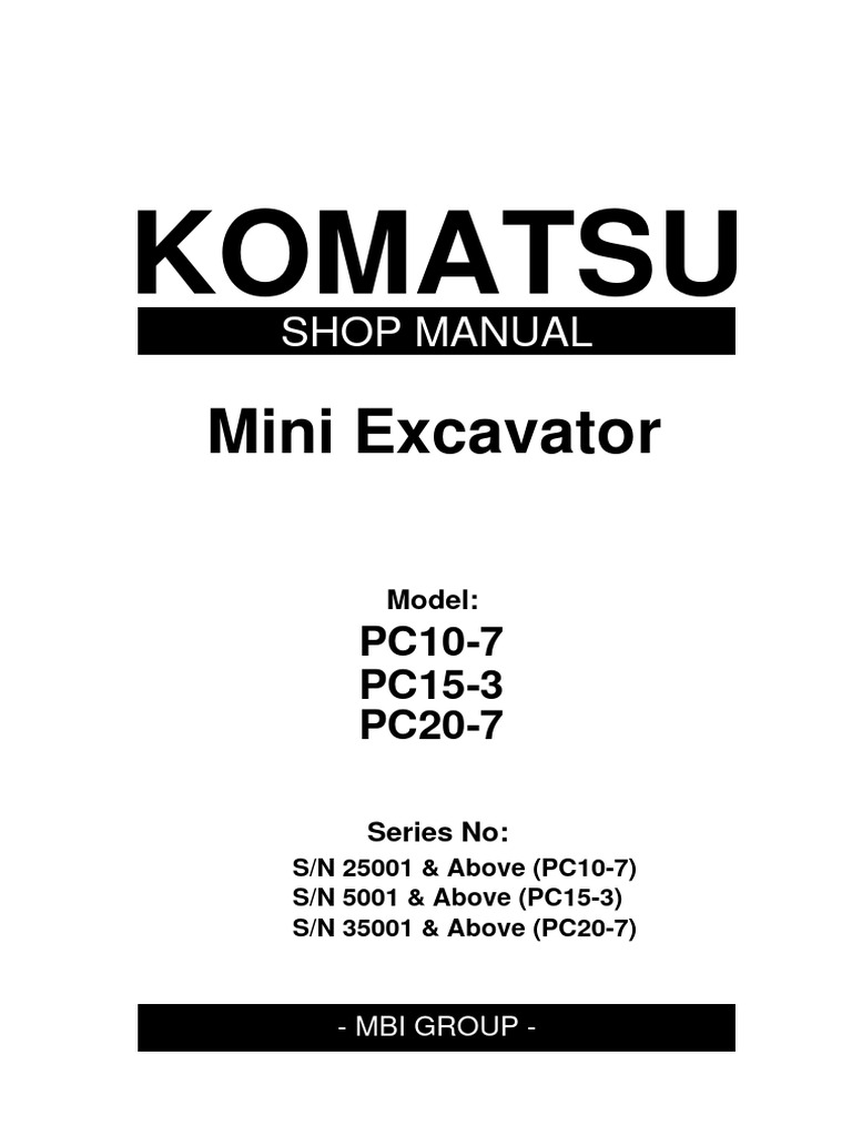 Komatsu Mini Excavator PC10!7!15!3!20-7 SM | PDF