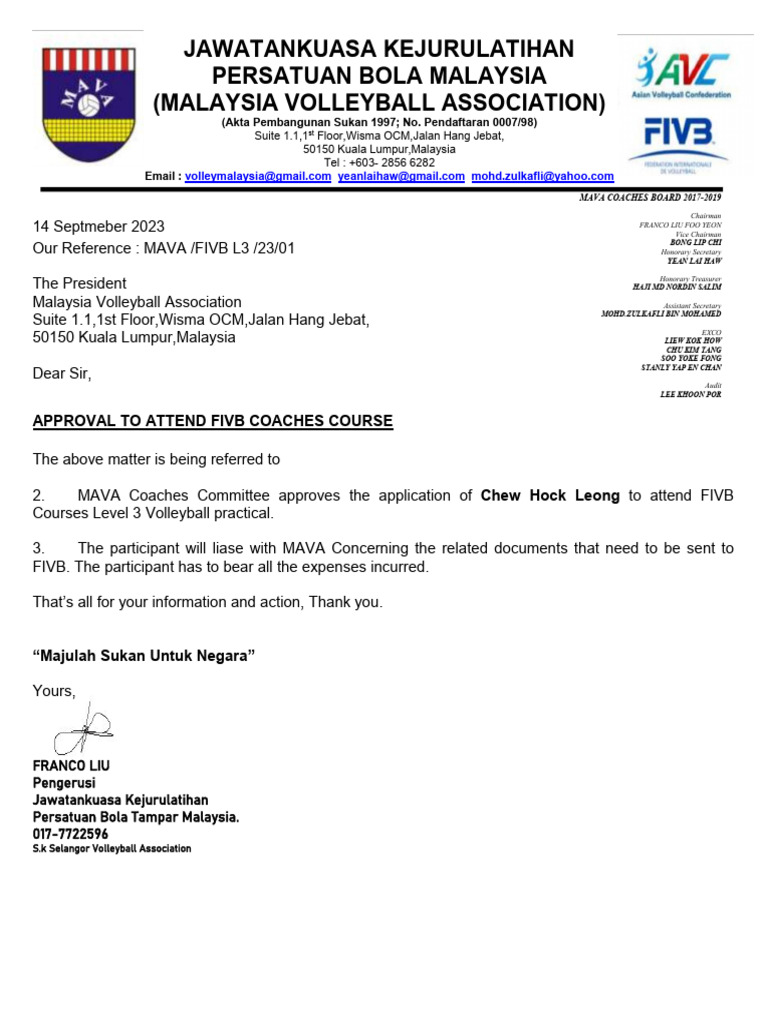 Surat Calon Chew Hock Leong | PDF