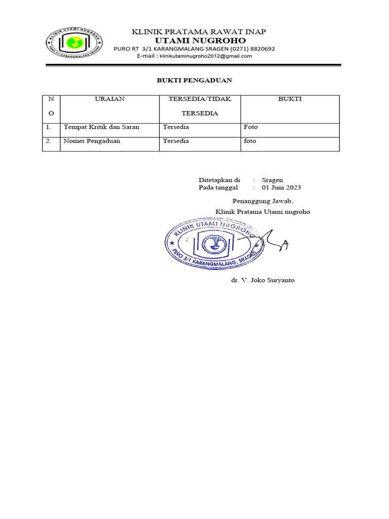 Bukti Pengaduan - Kun | PDF