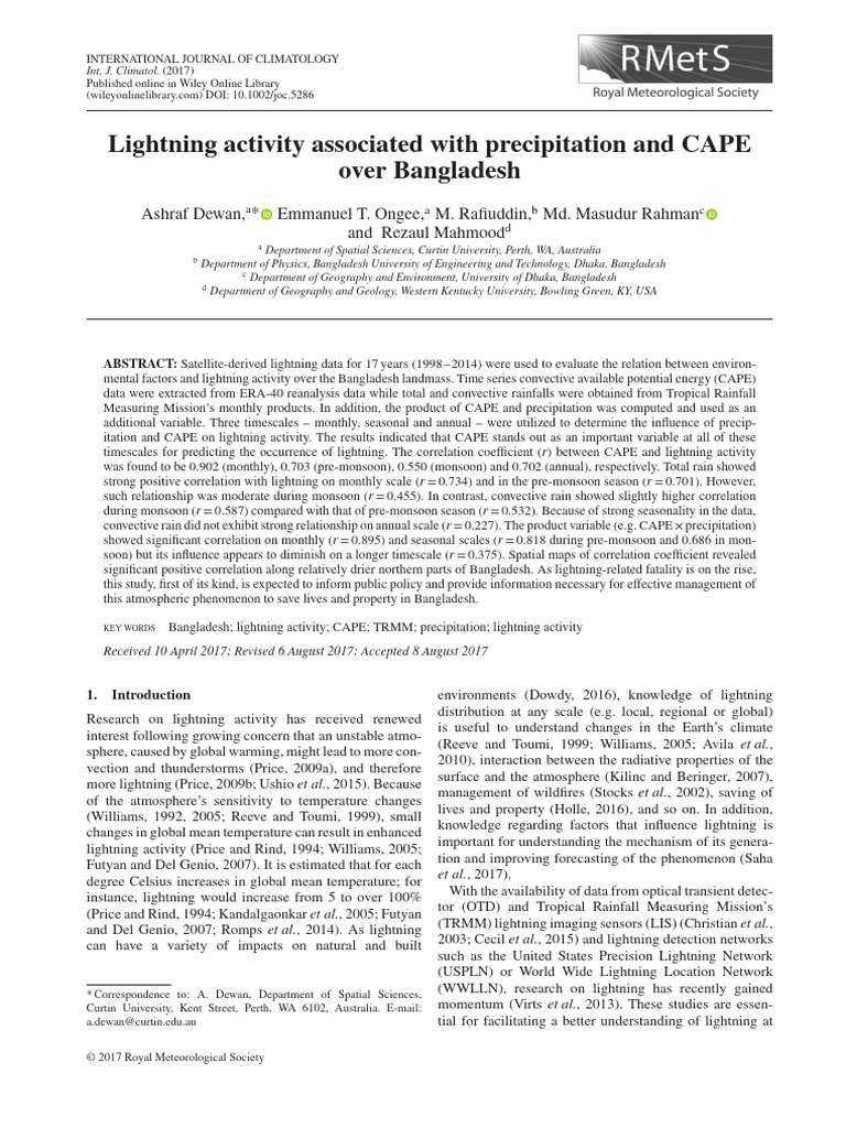 Lightning Activity Associated With Preci | PDF | Precipitation | Lightning