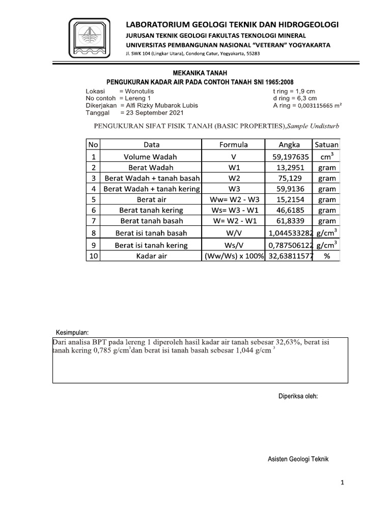 Hasil Analisa BPT 1 | PDF