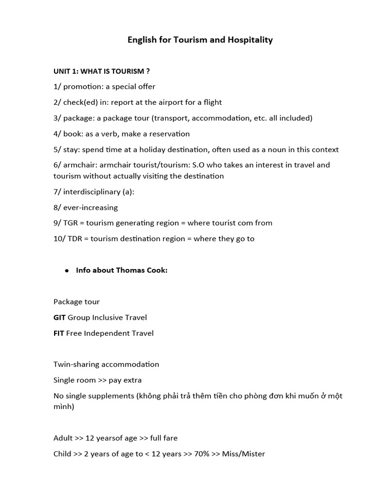 English For Tourism and Hospitality | PDF | Tourism | Spaceflight