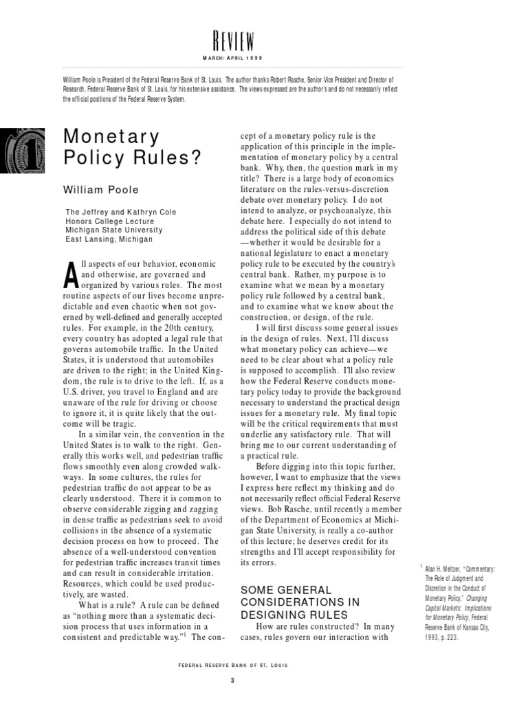 Monetary Policy Rules | PDF | Cost Of Living | Taylor Rule