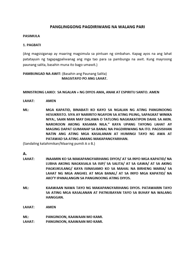 Panglinggong Pagdiriwang Na Walang Pari | PDF