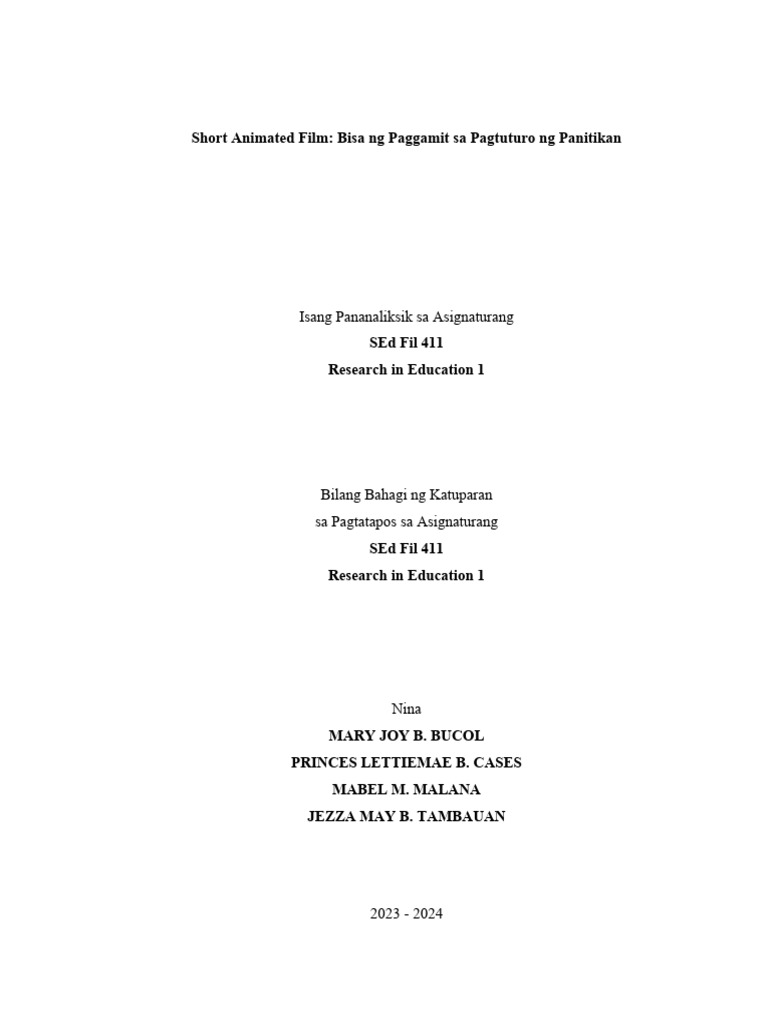 Revised Short Animated Film Pdf