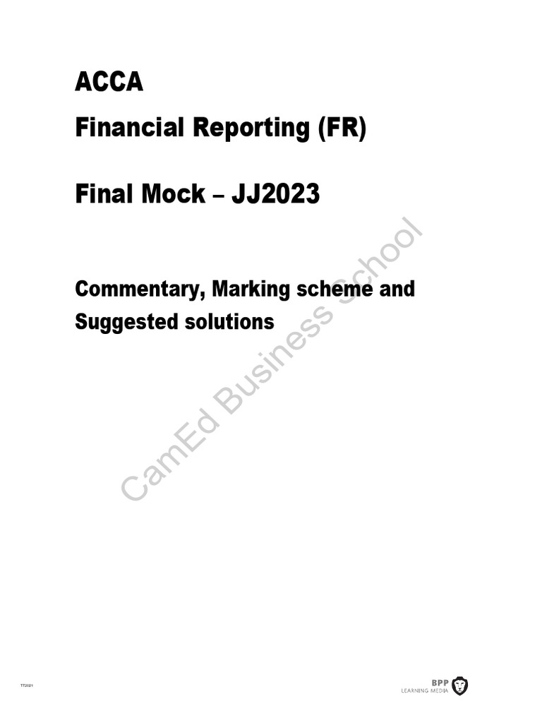 ACCA Mock Financial Reporting Answer JJ2023 | PDF | Deferred Tax | Expense