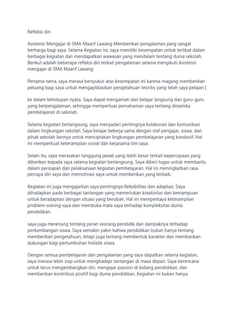 Refleksi Diri | PDF