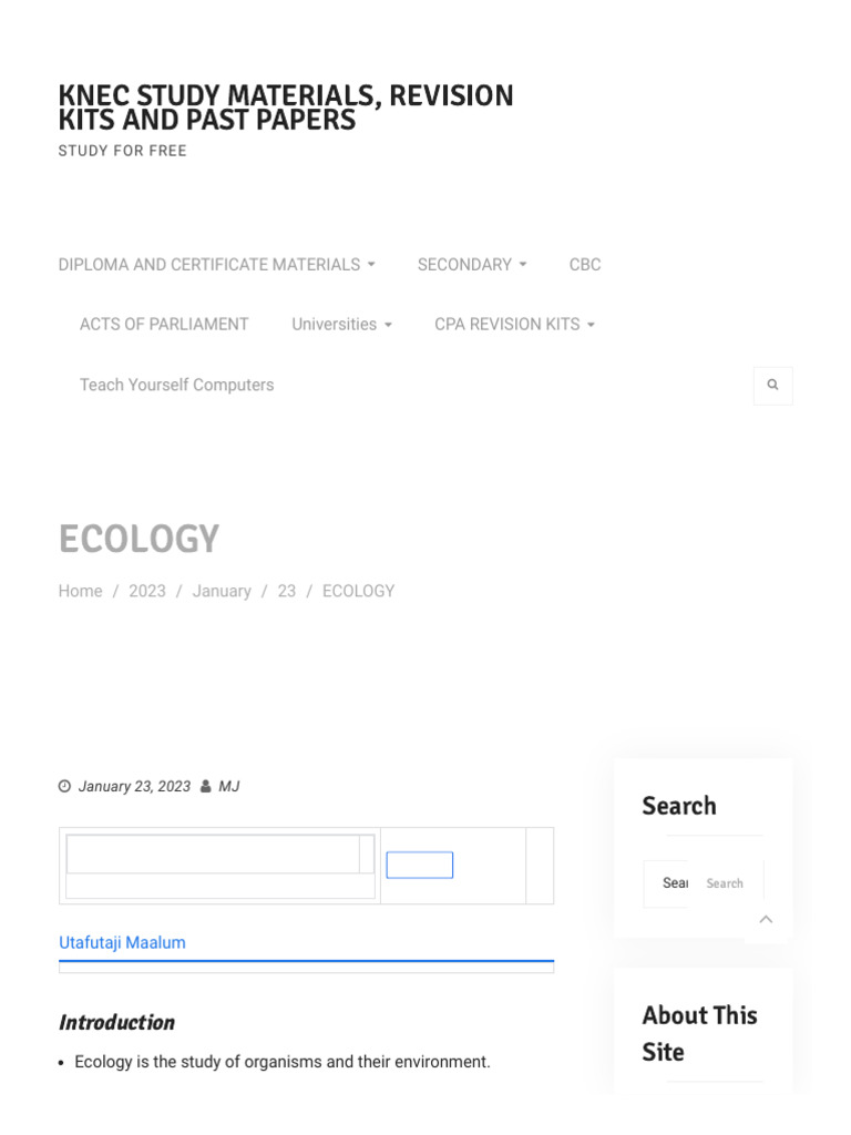 Biology Form 3 Ecology - Knec Study Materials, Revision Kits and Past ...