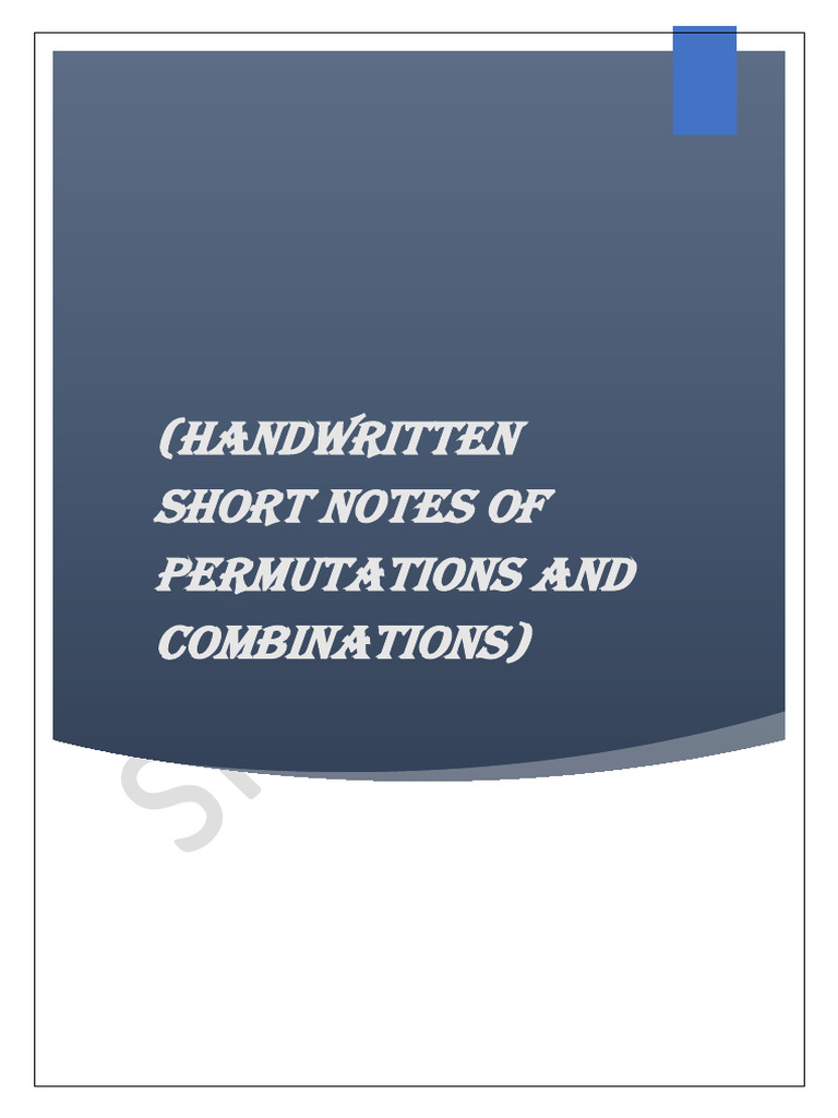 Handwritten Permutations & Combinations Notes | PDF