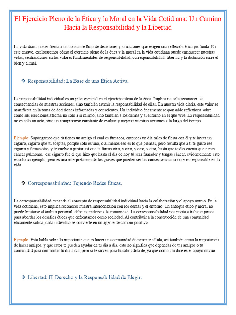 ENSAYO | PDF | Libertad | Moralidad