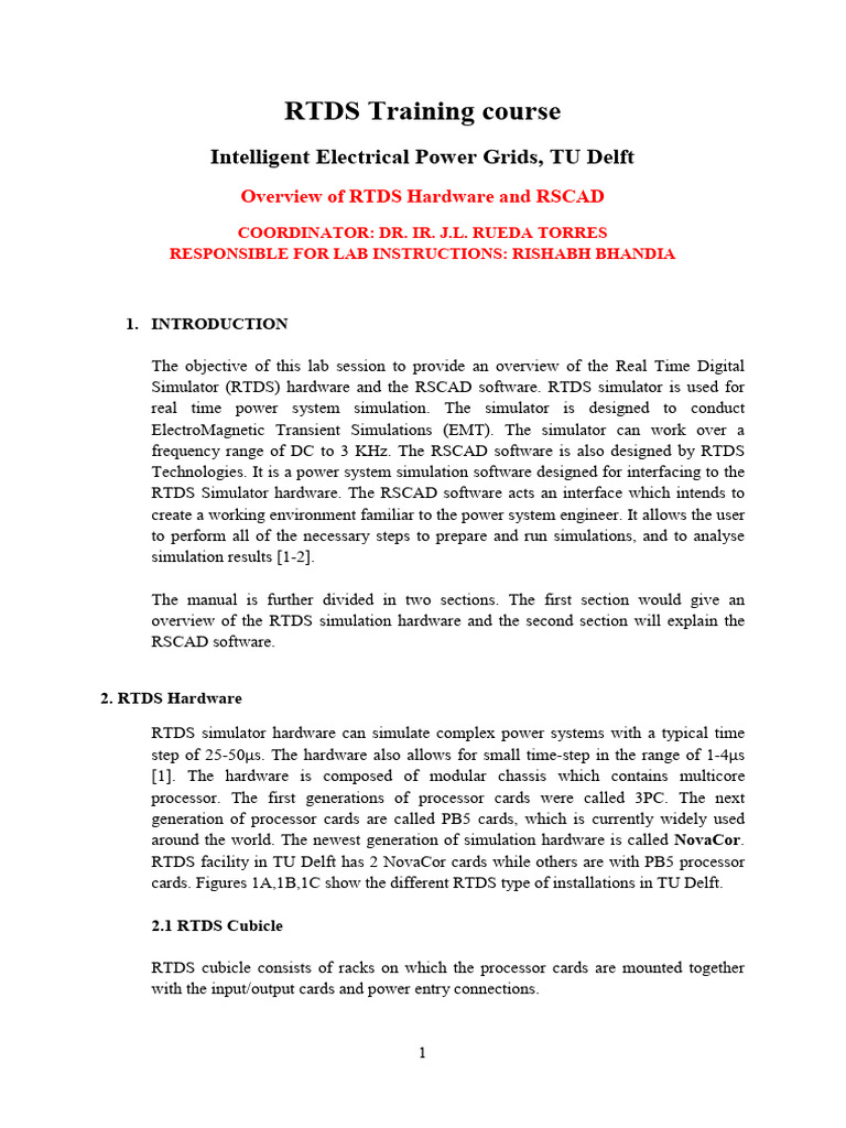 Overview of RTDS Hardware and RSCAD FINAL | PDF | Programming ...