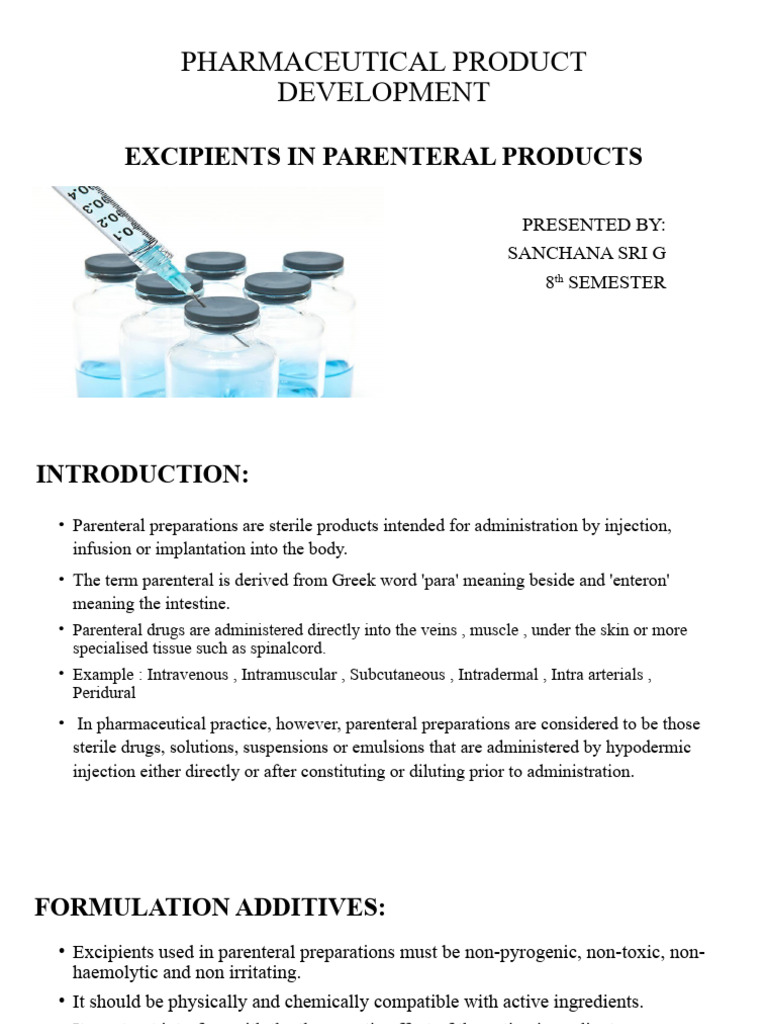Excipients in Parenteral Formulations | PDF | Buffer Solution ...