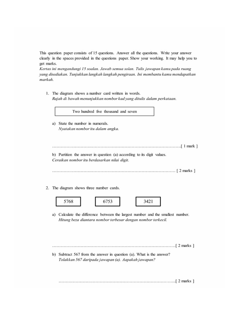 Mathematics DLP Year 5 Paper 2 | PDF