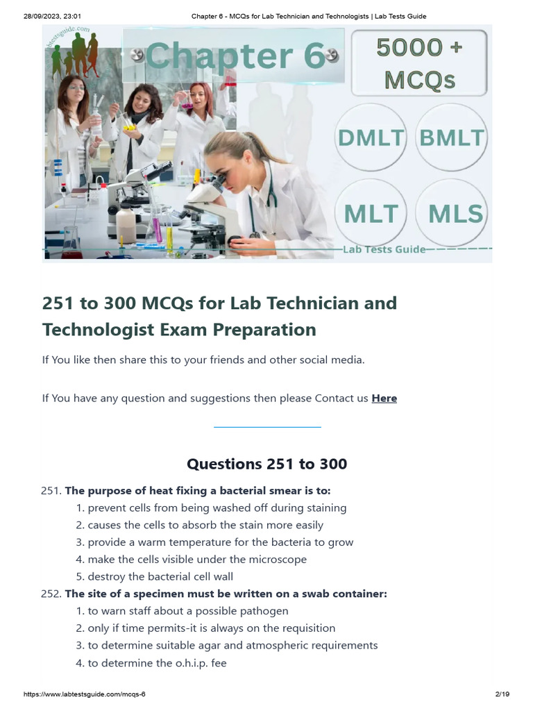 MCQs for Lab Technician Exam Prep | PDF | Staining | Kidney