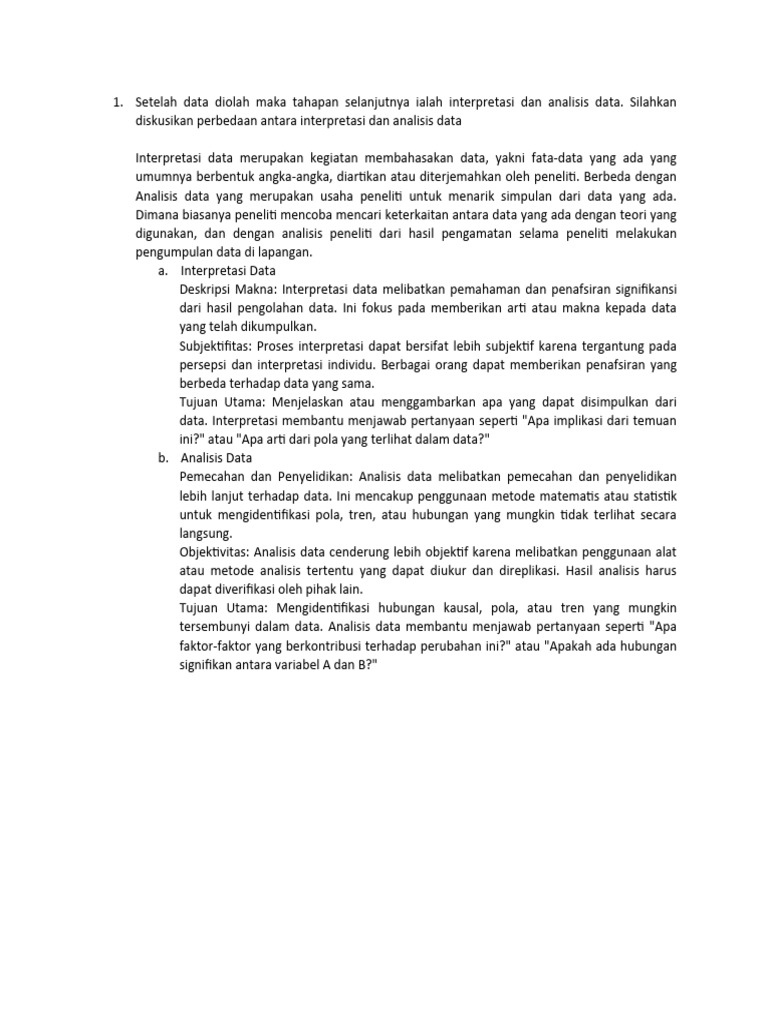 Perbedaan Antara Interpretasi Dan Analisis Data | PDF Perbedaan Antara Interpretasi Dan Analisis Data | PDF