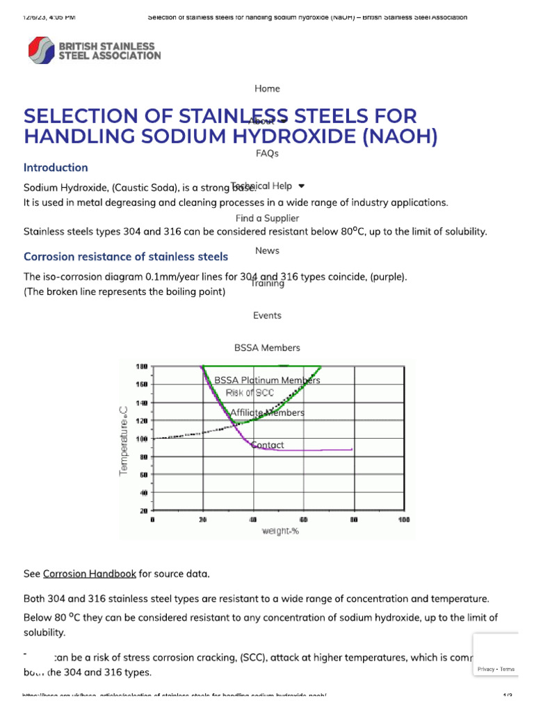 Selection of Stainless Steels For Handl... - British Stainless Steel ...