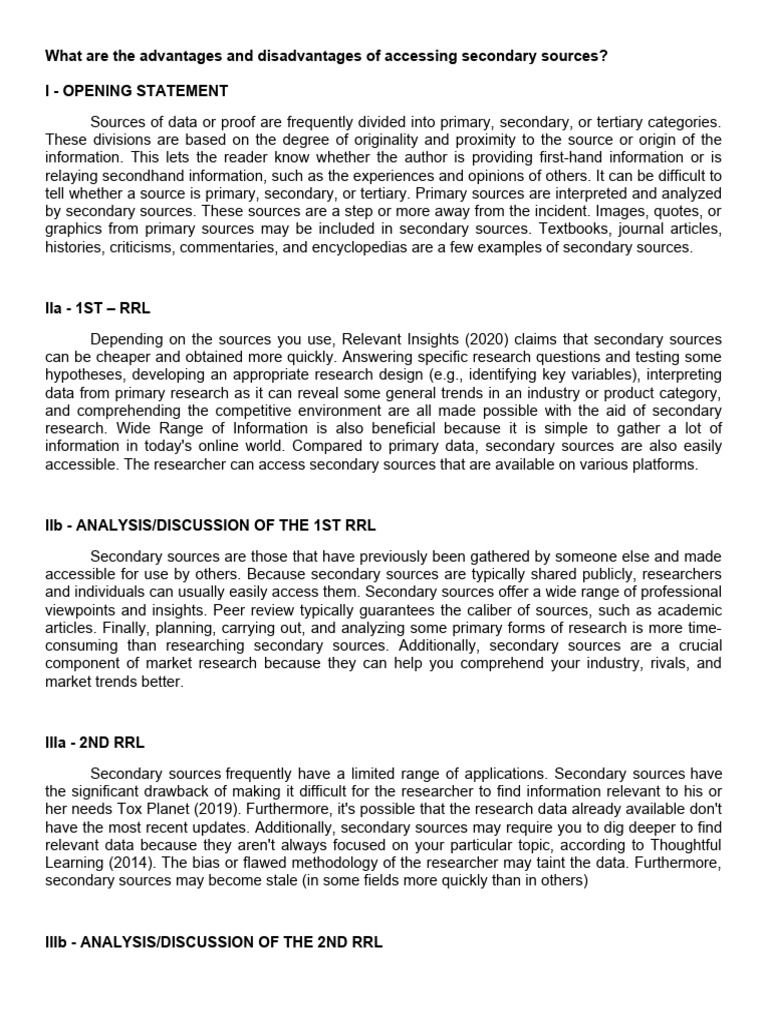 Advantages and Disadvantages of Accessing Secondary Sources | PDF ... Advantages and Disadvantages of Accessing Secondary Sources | PDF ...