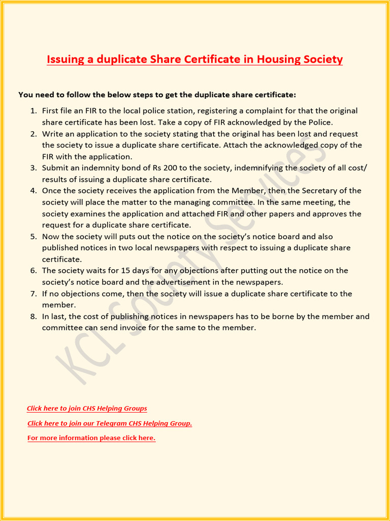 Duplicate Share Certificate | PDF