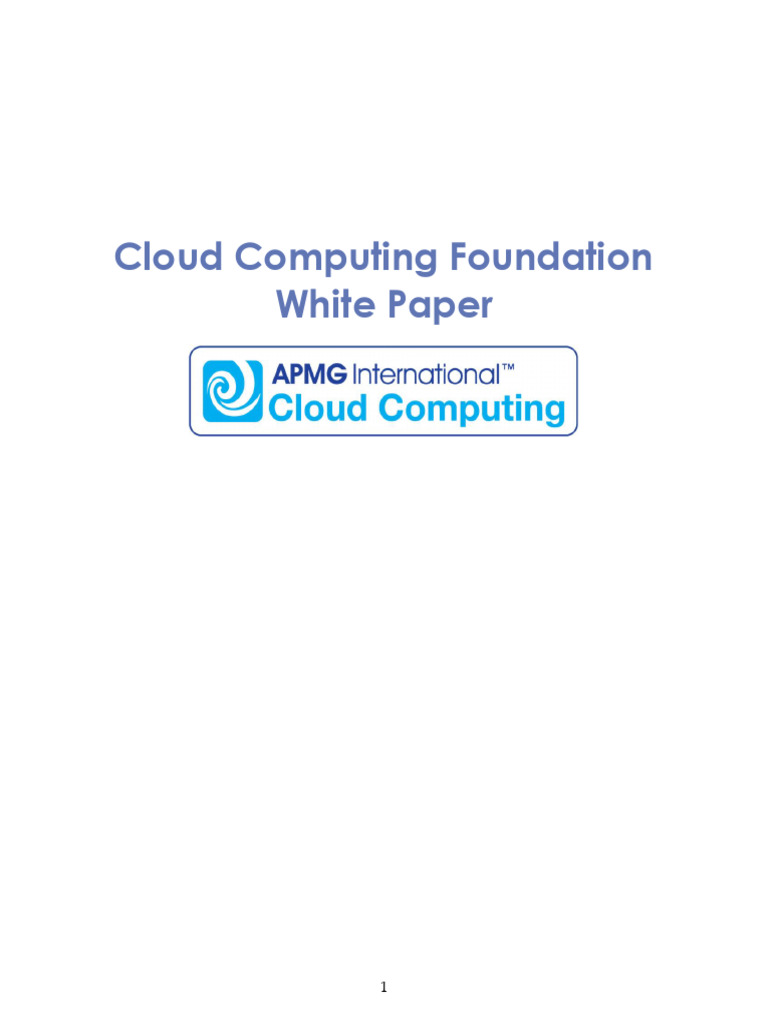 Cloud Computing Foundation White Paper v1.1 | PDF | Cloud Computing | Operating System