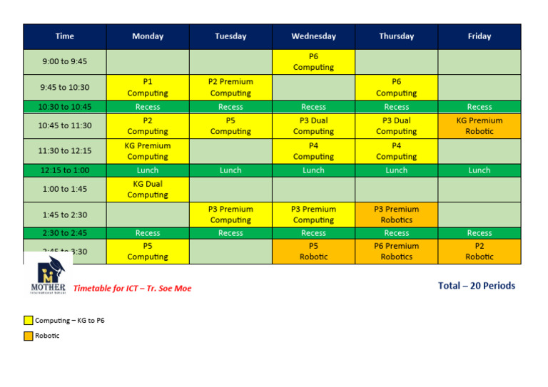 Timetable for ICT | PDF