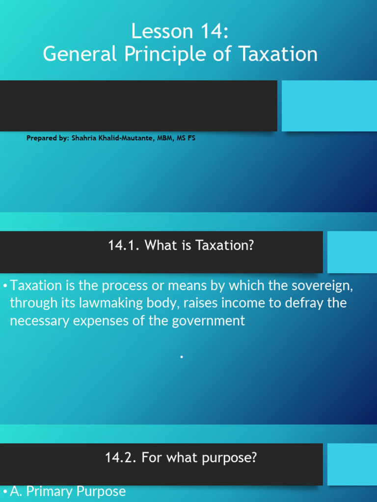 Lesson 14 ABM161 Taxation For Finals | PDF | Taxes | Taxpayer