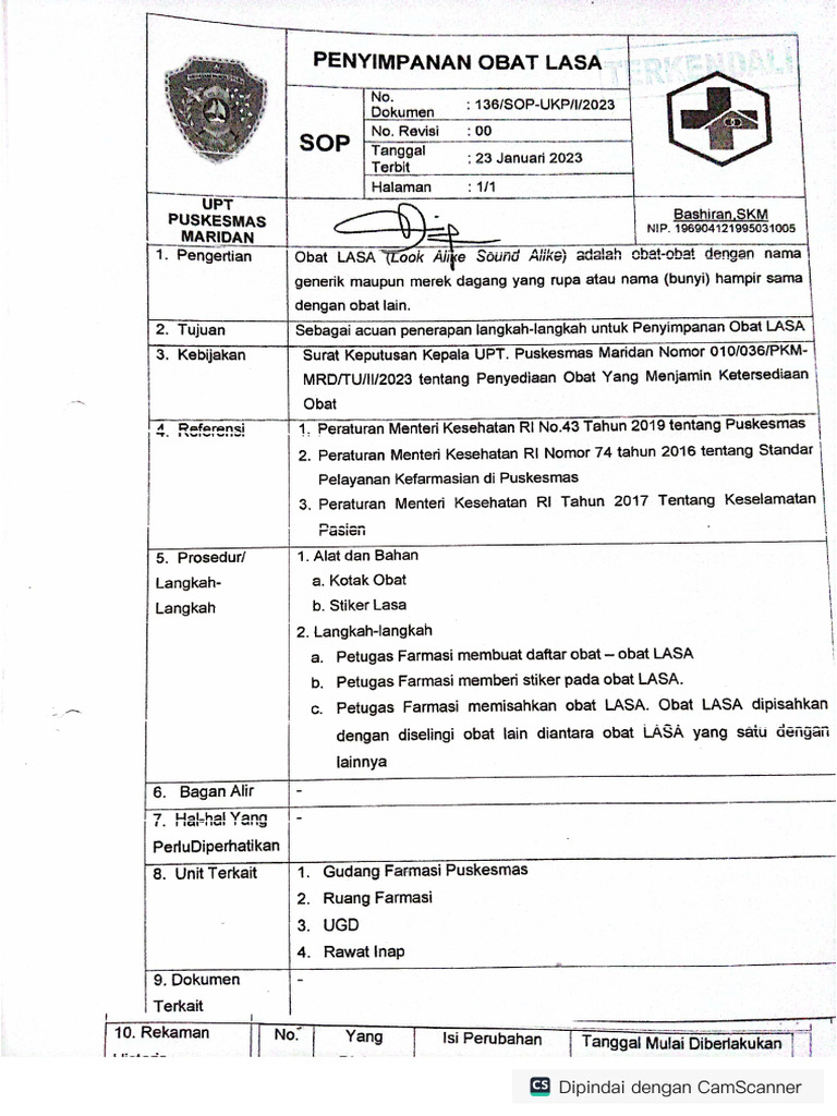 Sop - Penyimpanan Obat Lasa | PDF