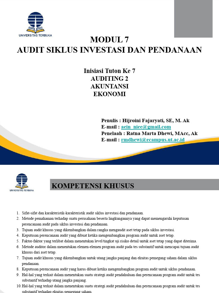 Modul 7 Audit Siklus Investasi Dan Pendanaan | PDF