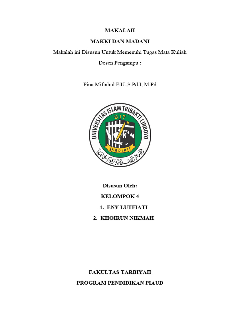 Makalah Makani Dan Madani Bu Eny | PDF