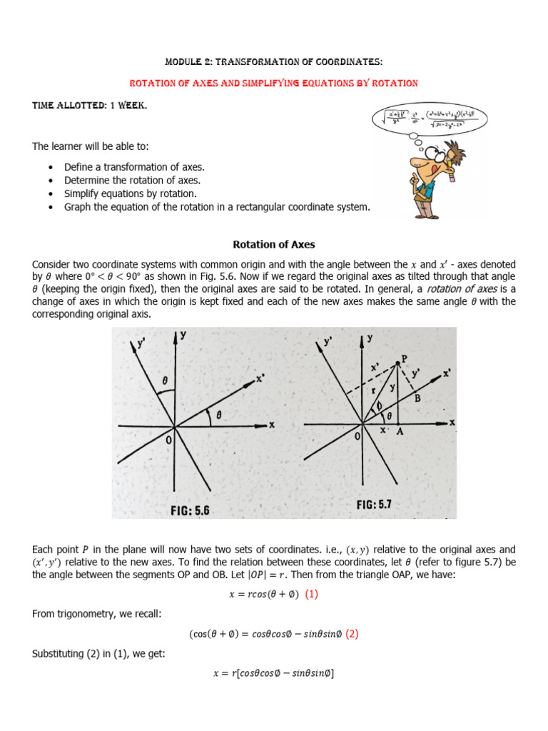 Module 2 - Rotation | PDF | Cartesian Coordinate System | Mathematics