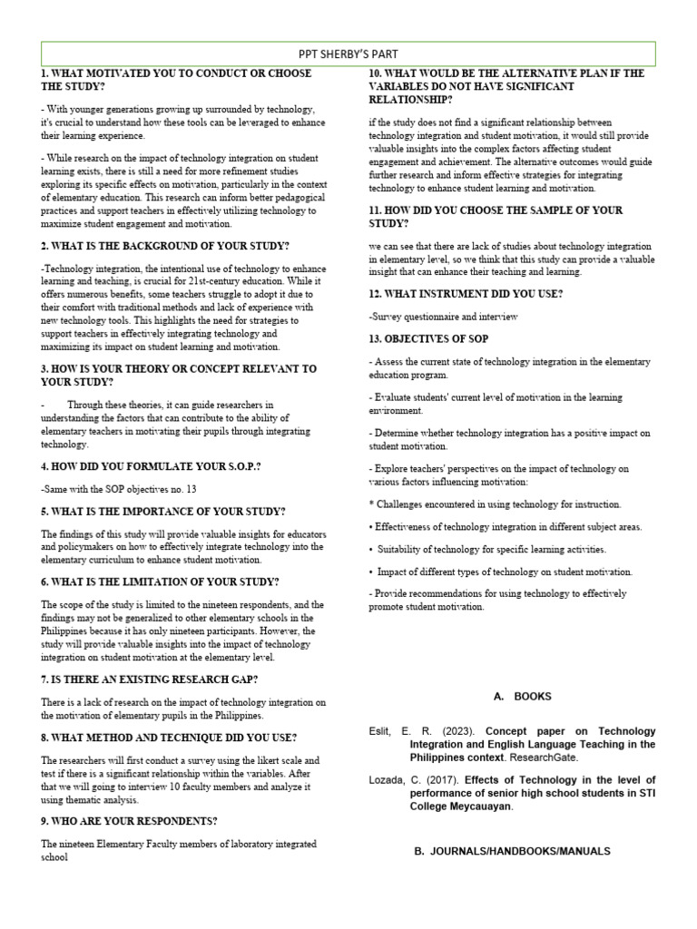 Possible Qs | PDF | Survey Methodology | Educational Technology