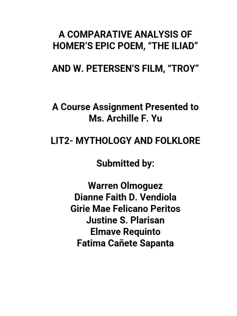 A Comparative Analysis of Homer | PDF | Iliad | Trojan War