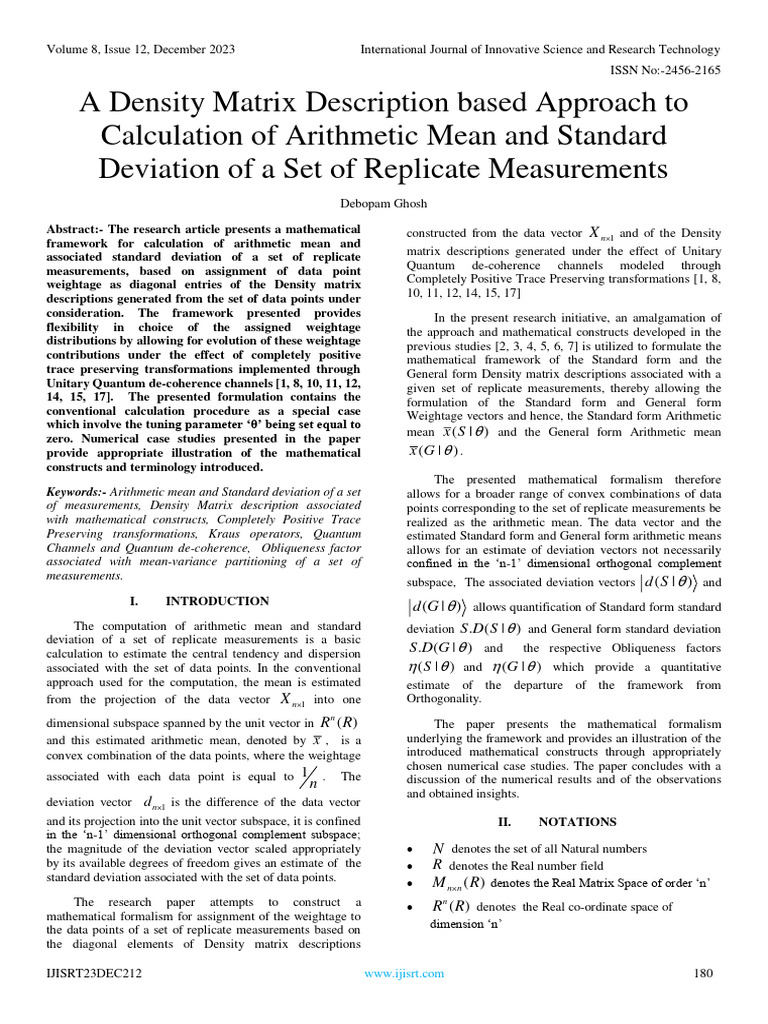 A Density Matrix Description based Approach to Calculation of ... A Density Matrix Description based Approach to Calculation of ...